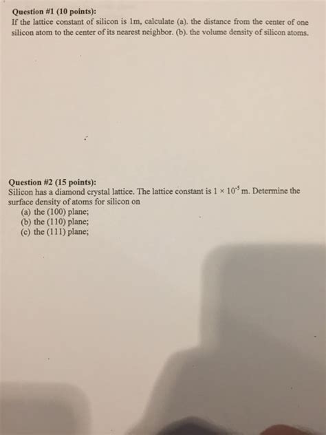 Solved If The Lattice Constant Of Silicon Is 1m Calculate