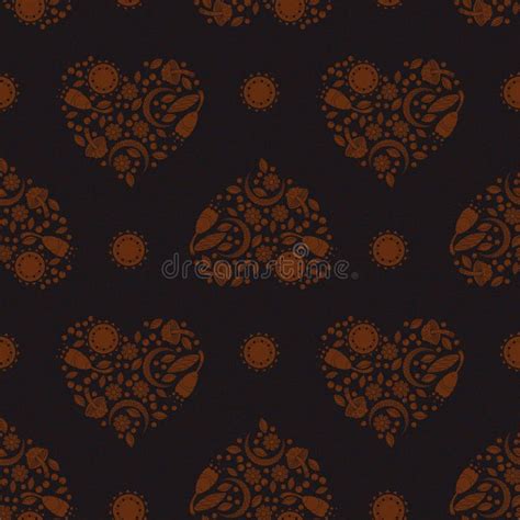 Background With Heartshape Floral Pattern Stock Vector Illustration
