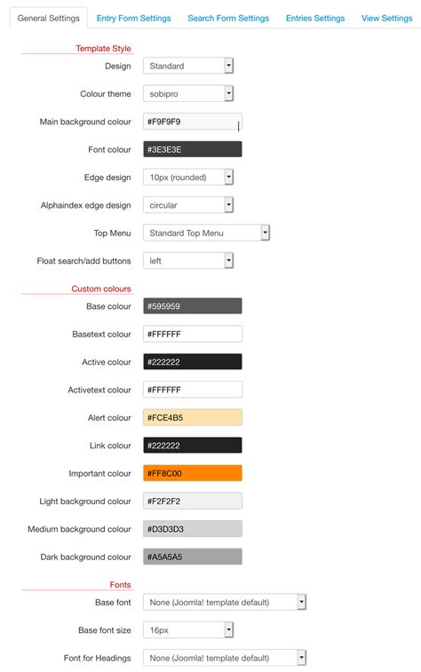 Template Settings V6 The Default Template Theme Templates Sobipro Templates And Design