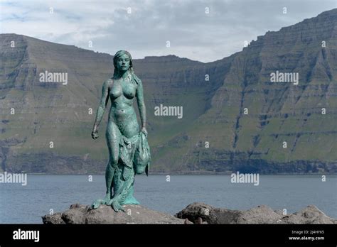 View Of The Statue Of The Seal Woman Kópakonan The Village