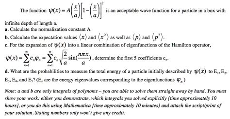 Solved The Function Ïˆx Is An Acceptable Wave Function For A