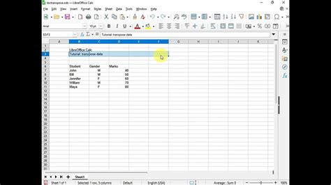 Libreoffice Calc Transpose Data Libreofficetutorial Libreofficecalc Transpose Transposition