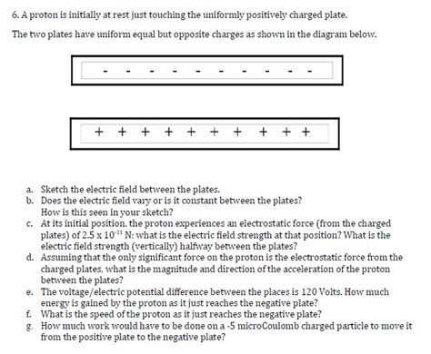 Solved 6 A Proton Is Initially At Rest Just Touching The Chegg Com