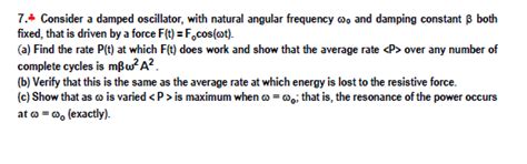 Solved Consider A Damped Oscillator With Natural Angular Chegg