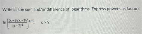 solved write as the sum and or difference of logarithms