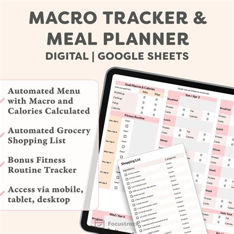Meal Plan Template Macro Etsy