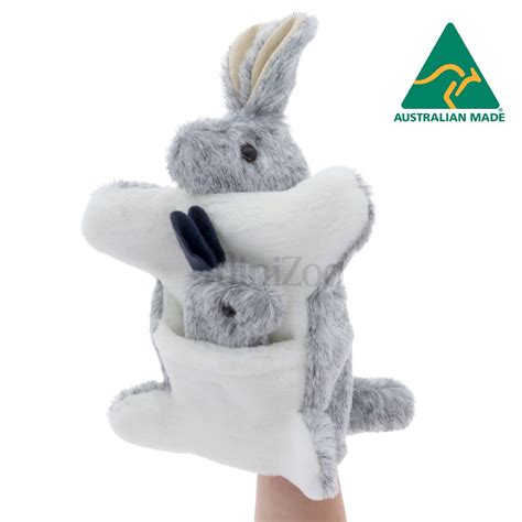 Jozzies Kate Kangaroo And Joey Puppet Grey Minizoo Australian Animal