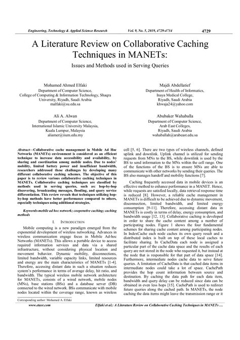 Pdf A Literature Review On Collaborative Caching Techniques In Manets