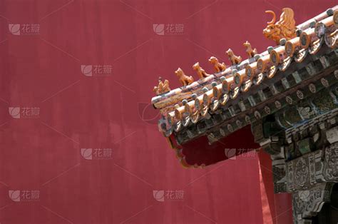 故宫瓦旅游目的地水平画幅墙无人雕刻物禁止的红色北京