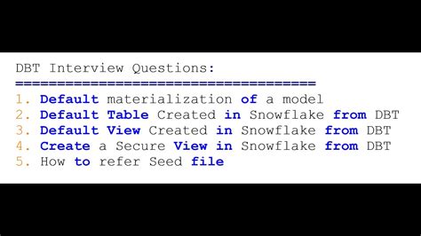 Dbt Data Build Tool Dbt Interview Questions And Answers For