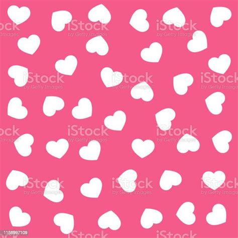 흰색 배경에 분홍색 하트입니다 원활한 벡터 로맨틱 한 사랑 발렌타인 패턴입니다 직물 직물 디자인 커버 배너 공휴일에 대한 스톡