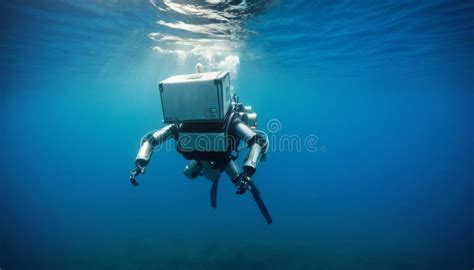 Robot Exploring Underwater Depths In Clear Ocean Stock Image Image Of Technology Aquatic