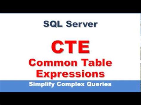 CTE In SQL Server SQL Tutorial Recursive Common Table Expressions