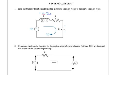 Solved System Modeling 1 Find The Transfer Function