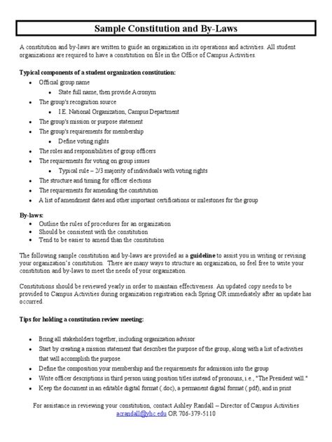Sample Constitution And Bylaws 2014 Pdf By Law Government