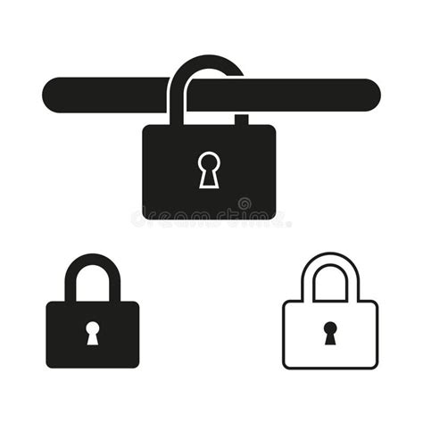Padlock Vector Icons Open And Closed Designs Black And White Symbols Simple Graphic Shapes
