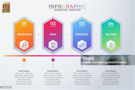 인포 그래픽 벡터 비즈니스 디자인 육각형 아이콘 다채로운 템플릿 4 가지 옵션 또는 단계 격리 된 최소 스타일 마케팅 프로세스 워크플로 프레젠테이션 레이아웃 순서도 인쇄