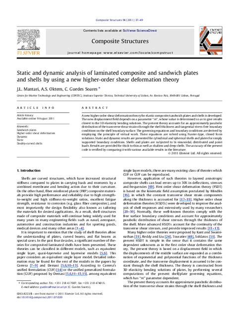Pdf Static And Dynamic Analysis Of Laminated Composite And Sandwich Plates And Shells By Using