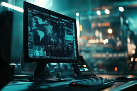 Advanced Computer Workstation Displaying Global Data Analytics In A