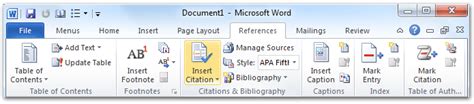 Where Is The Insert Citation Command In Word And