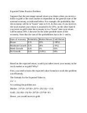 Expected Value Practice Problem Docx Expected Value Practice Problem Suppose That The