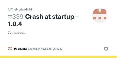 Crash At Startup 104 · Issue 339 · Allthemodsatm 8 · Github