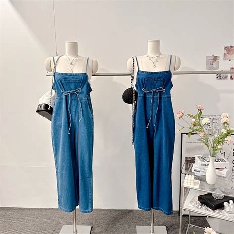 이프유마인 페미닌바캉스룩 여름 로드 데님 청 코르셋 아일렛 벨트 리본 스트랩 오버핏 슬림핏 스퀘어넥 튜브탑 멜빵 뷔스티에 나시 롱 와이드 점프수트 슬랙스 2color