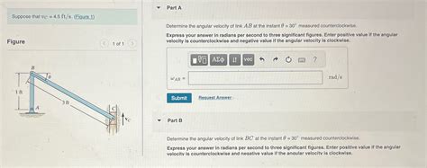 Solved Part A Suppose That Vc 4 5fts Figure 1 Determine The Angular 1 Answer