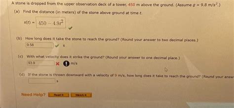 Solved A Stone Is Dropped From The Upper Observation Deck Of