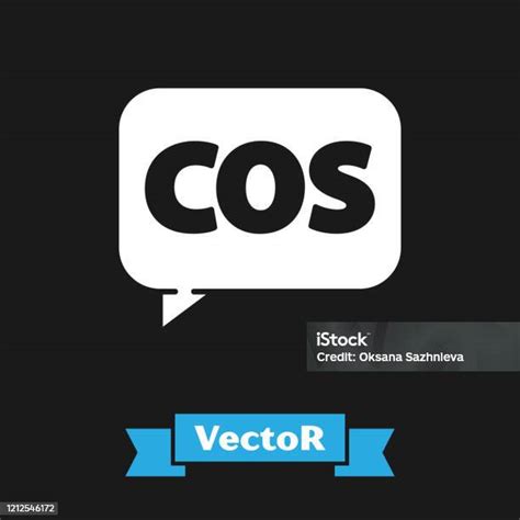 White Mathematics Function Cosine Icon Isolated On Black Background Vector Illustration Stock