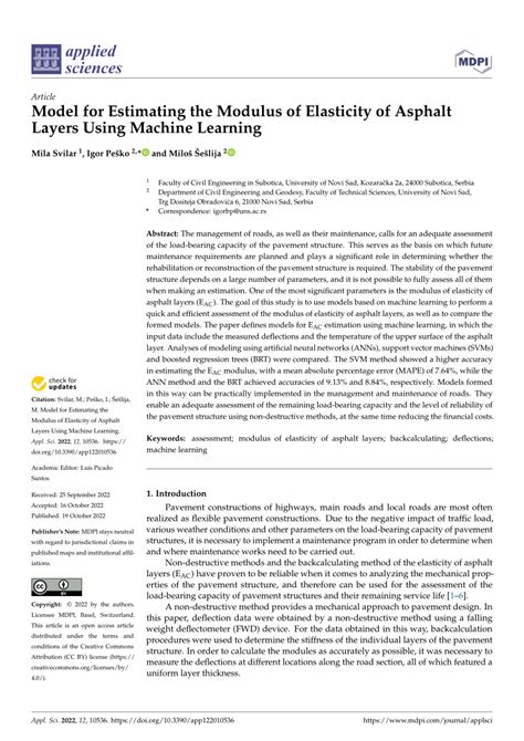 Pdf Model For Estimating The Modulus Of Elasticity Of Asphalt Layers