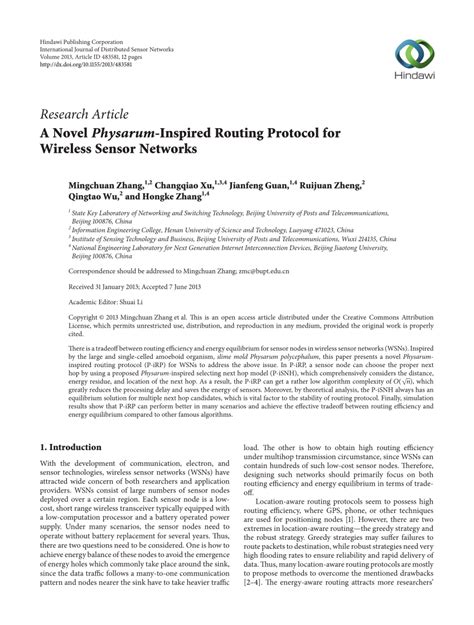 Pdf P Irp Physarum Inspired Routing Protocol For Wireless Sensor
