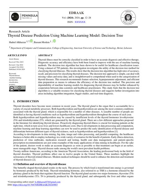 Pdf Thyroid Disease Prediction Using Machine Learning Model Decision