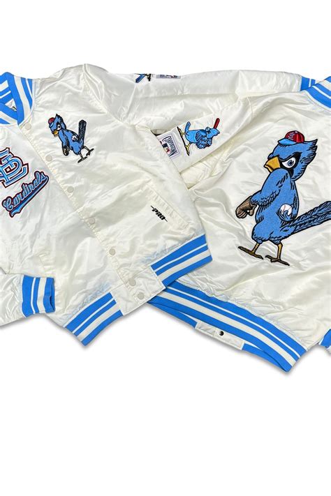 Pro Standard St Louis Cardinals Retro Classic Rib Satin Jacket Eggshell University Blue