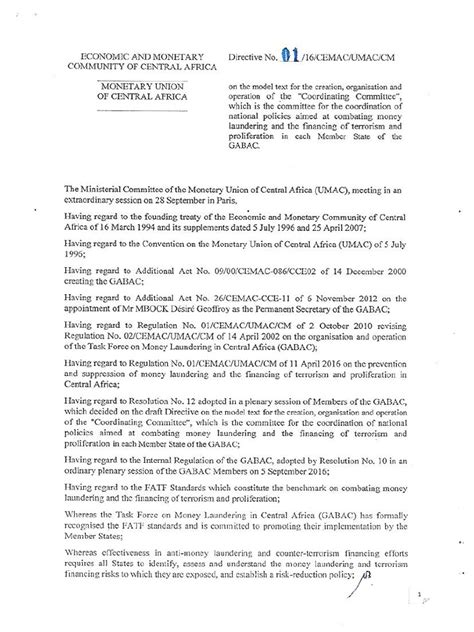 Directive No01 Cemac Umac Cm On Model Text Pdf Directive No01 Cemac Umac Cm On Model Text Pdf