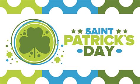 해피 세인트 패트릭의 날 전통적인 아일랜드 휴일입니다 3월 17일 연례 기념 클로버와 토끼풀 잎 녹색과 오렌지 파티 디자인 아일랜드 색상입니다 포스터 카드 배너 및 배경
