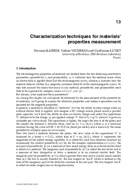 Pdf Characterization Techniques For Materials Properties Measurement