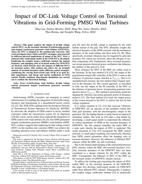 Pdf Impact Of Dc Link Voltage Control On Torsional Vibrations In Grid Forming Pmsg Wind Turbines