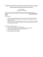 Handwritten Digit Clustering Handwritten Digit Clustering Using Principal Components Gaussian