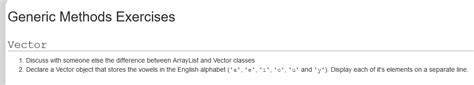 solved generic methods exercises vector 1 discuss with