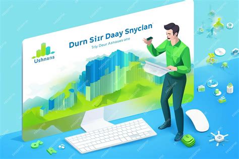 Isometric Data Analytics Landing Page With A Man Premium Ai Generated Vector