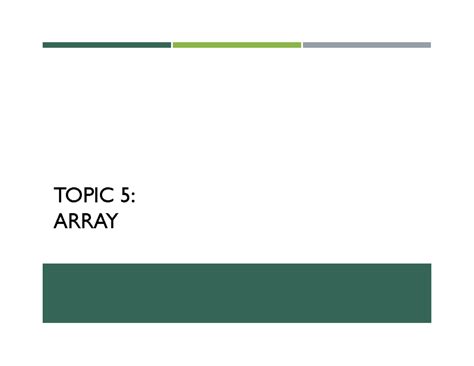CSC NOTE C5 Note TOPIC 5 ARRAY INTRODUCTION Array Is A Collection