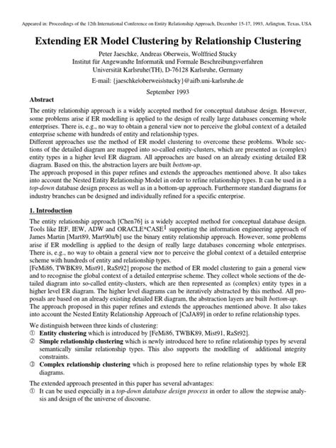 Extending Er Model Clustering By Relationship Clustering Pdf