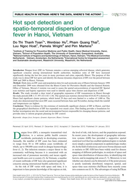 Pdf Hot Spot Detection And Spatio Temporal Dispersion Of Dengue Fever In Hanoi Vietnam
