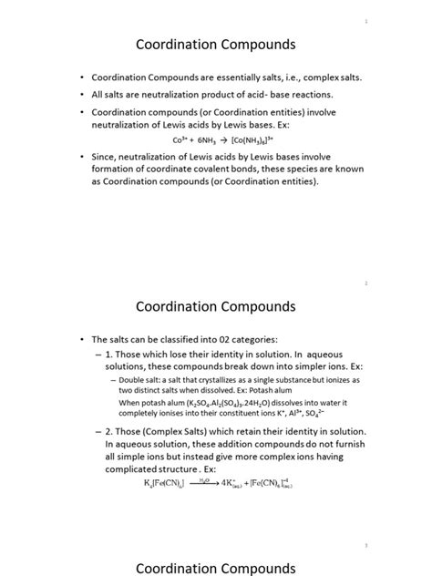 Understanding Coordination Compounds Pdf Coordination Complex Ligand