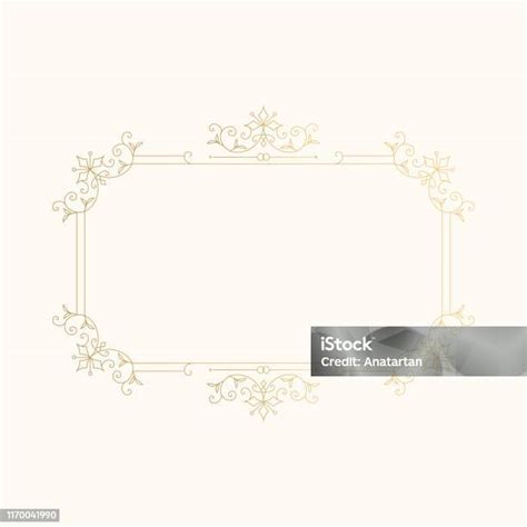 화려한 요소와 장식 모티프와 황금 직사각형 프레임 고급 웨딩 디자인을 위한 골드 호일 테두리 벡터 절연 그림입니다 0명에 대한 스톡 벡터 아트 및 기타 이미지 Istock