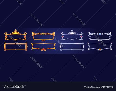 Empty Rectangle Game Frames In Medieval Style Vector Image