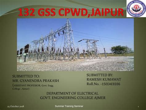 Summer Taining Ppt 132 Kv Gss Cpwd Jaipur Pptx