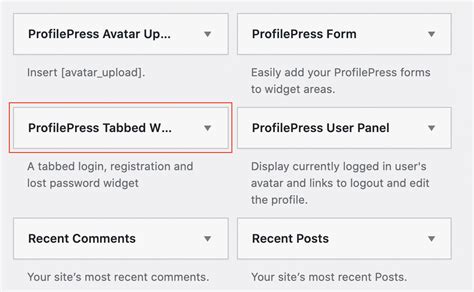 Login Lost Password And Registration Tab Widget Profilepress