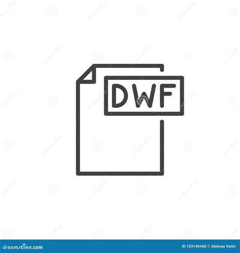 Dwf Format Document Line Icon Stock Vector Illustration Of Sign Outline